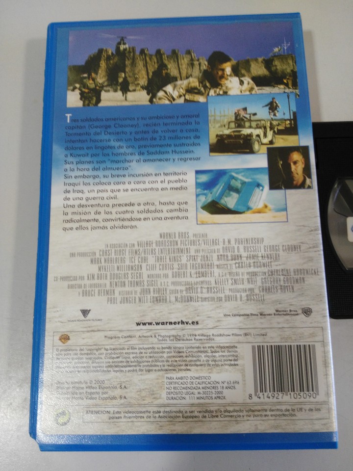 Three Kings George Clooney Mark Wahlberg Cube VHS Tape Collectors ...