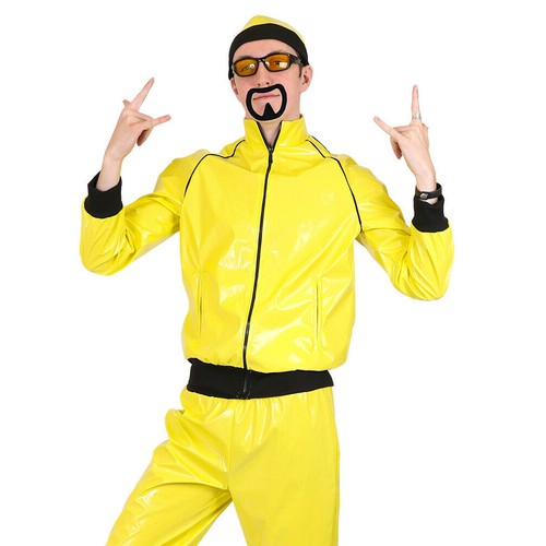 ADULTS 90'S RAPPER COSTUME YELLOW TRACKSUIT MENS GANGSTER 1990'S FANCY ...