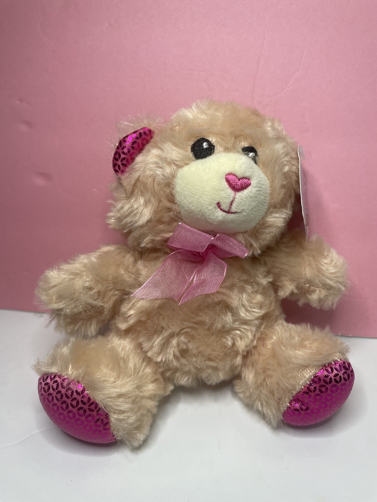 Fuzzy Friends Plush Bunny Bear Scented Beige Pink Sequin Ears 6” New ...