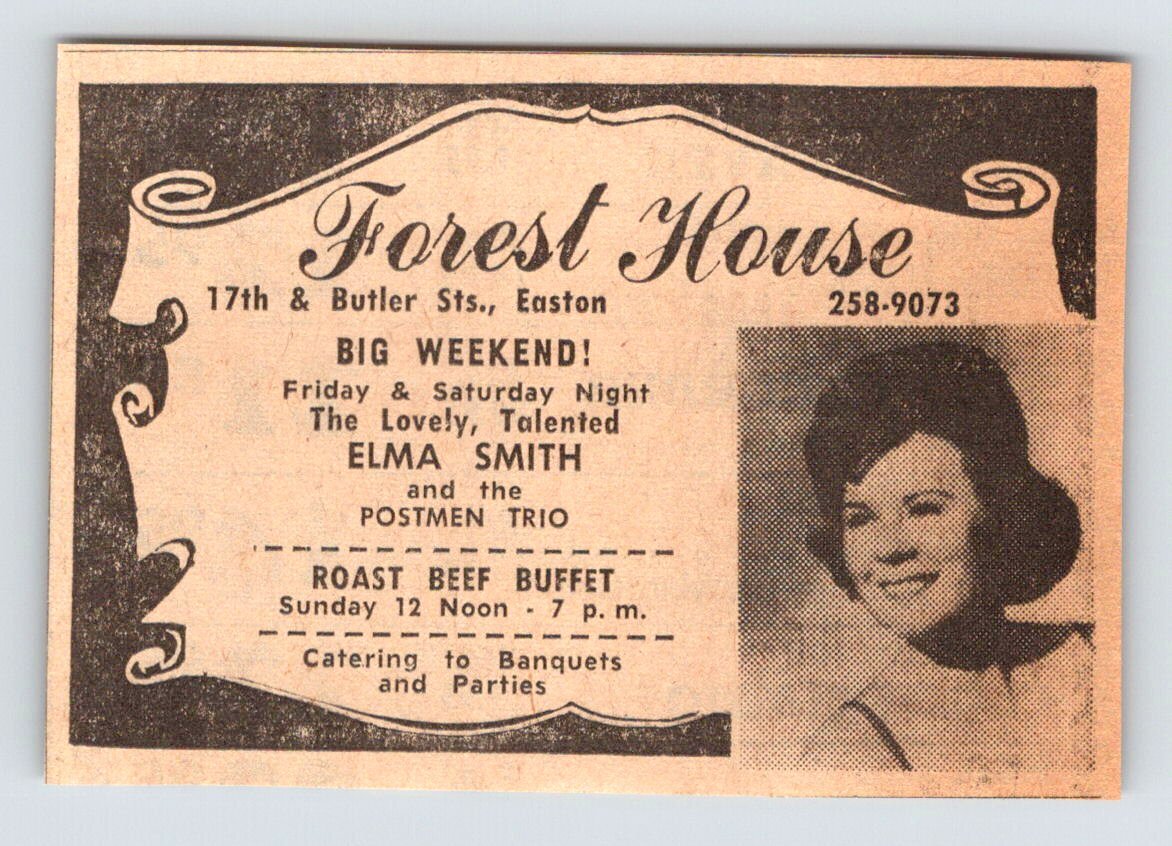 1963 ELMA SMITH FOREST HOUSE EASTON PA Vintage 2.5"X3.5" Newspaper Ad ...