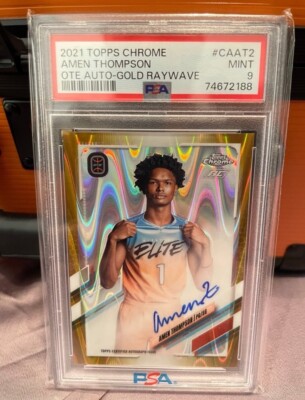 Amen Thompson 2021 Topps Chrome OTE - Gold Raywave AUTO # /50 Rookie RC ...