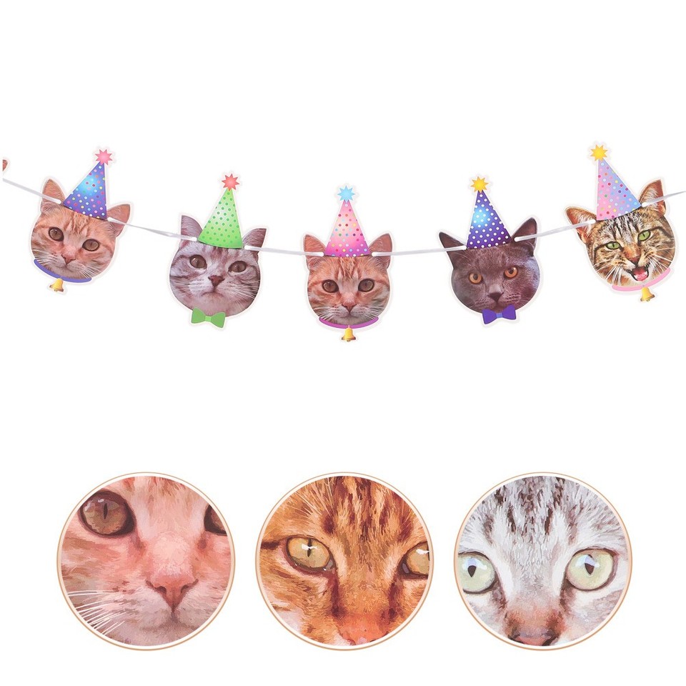 2pcs Cat Banner Decor Animal Party Banner Ornament animal banner | eBay ...