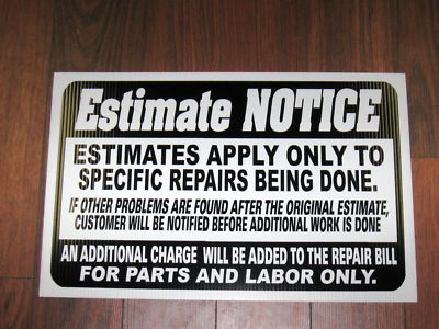 Any Service Business Sign: Repair Estimate Notice | eBay