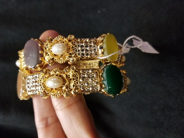 Jewelry beatuiful Turkish bangles set with gold plated multi stones 2.6 ...
