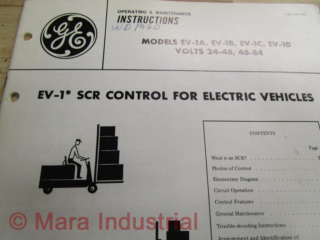 GE General Electric GEK-40724C Instruction Manual For EV-1* SCR Control ...