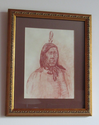 Original Oil Pencil Drawing of Apache Warrior Geronimo by Artist Paul E ...