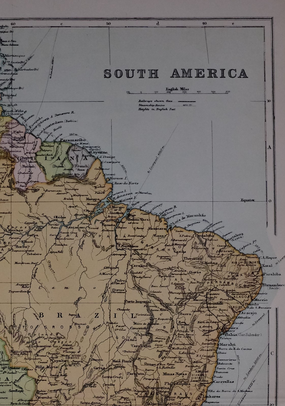 1910 ORIGINAL MAP SOUTH AMERICA BRAZIL CHILE BUENOS AIRES RIO DE ...