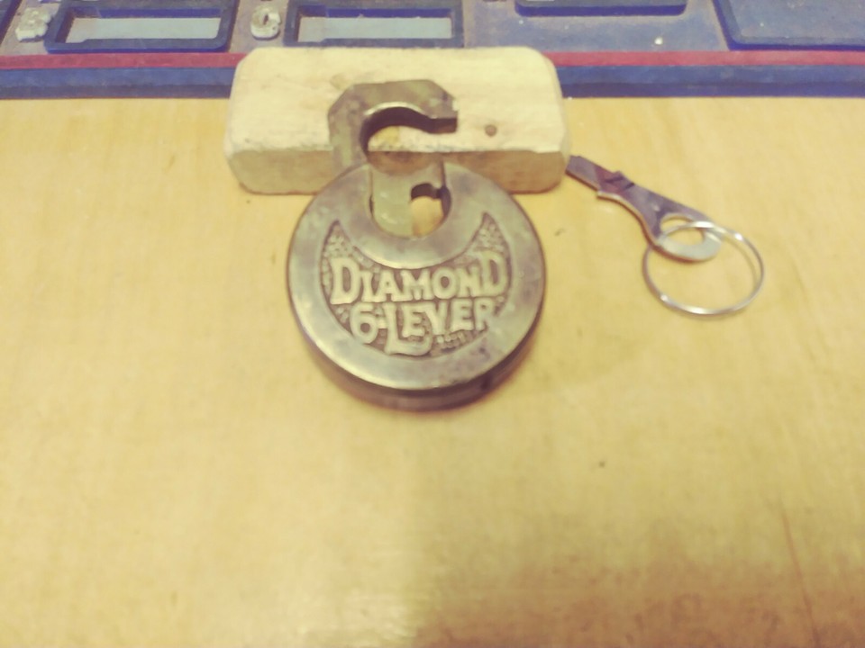 antique/vintage S&B DIAMOND 6 lever push key pancake padlock 4 | eBay