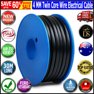 4MM Electrical Cable Electric Twin Core Extension Wire 30M Car 450V 2 ...