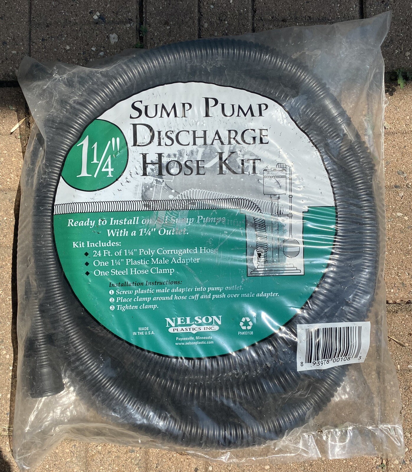 Sump Pump Universal Discharge Hose Kit. 24’ x 1 1/4” Complete Kit ...
