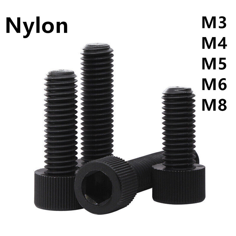 M3 M4 M5 M6 M8 Black Plastic Nylon Hex Socket Bolts Cap Head Screws | eBay