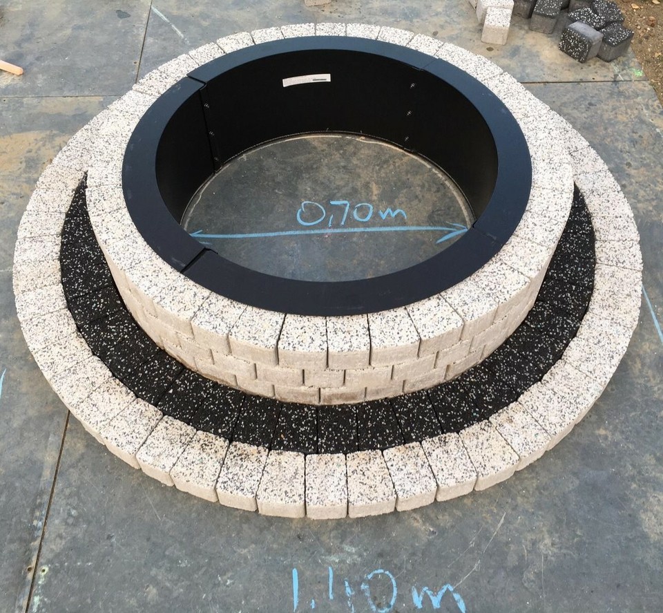 rounded stone fire pit kit concrete brick smokeless fireplace wood ...