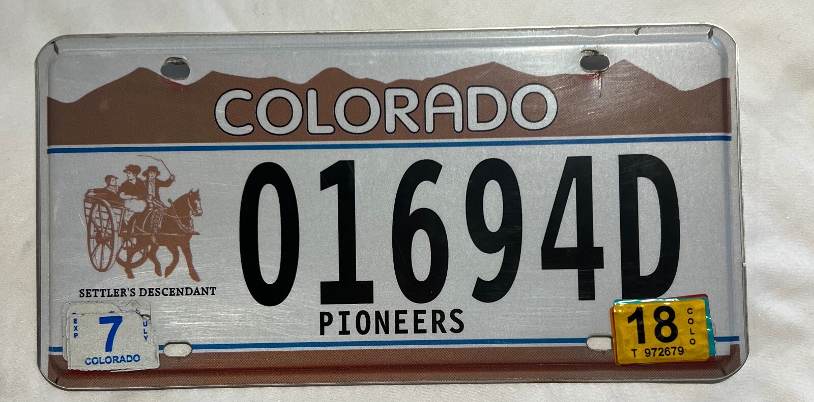 LICENSE PLATES COLORADO PIONEERS SETTLERS DESCENDANT 01694D | eBay