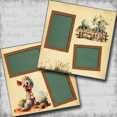 Windmills & Farm Fences - 2 Premade Scrapbook Pages - EZ Layout 6658 | eBay