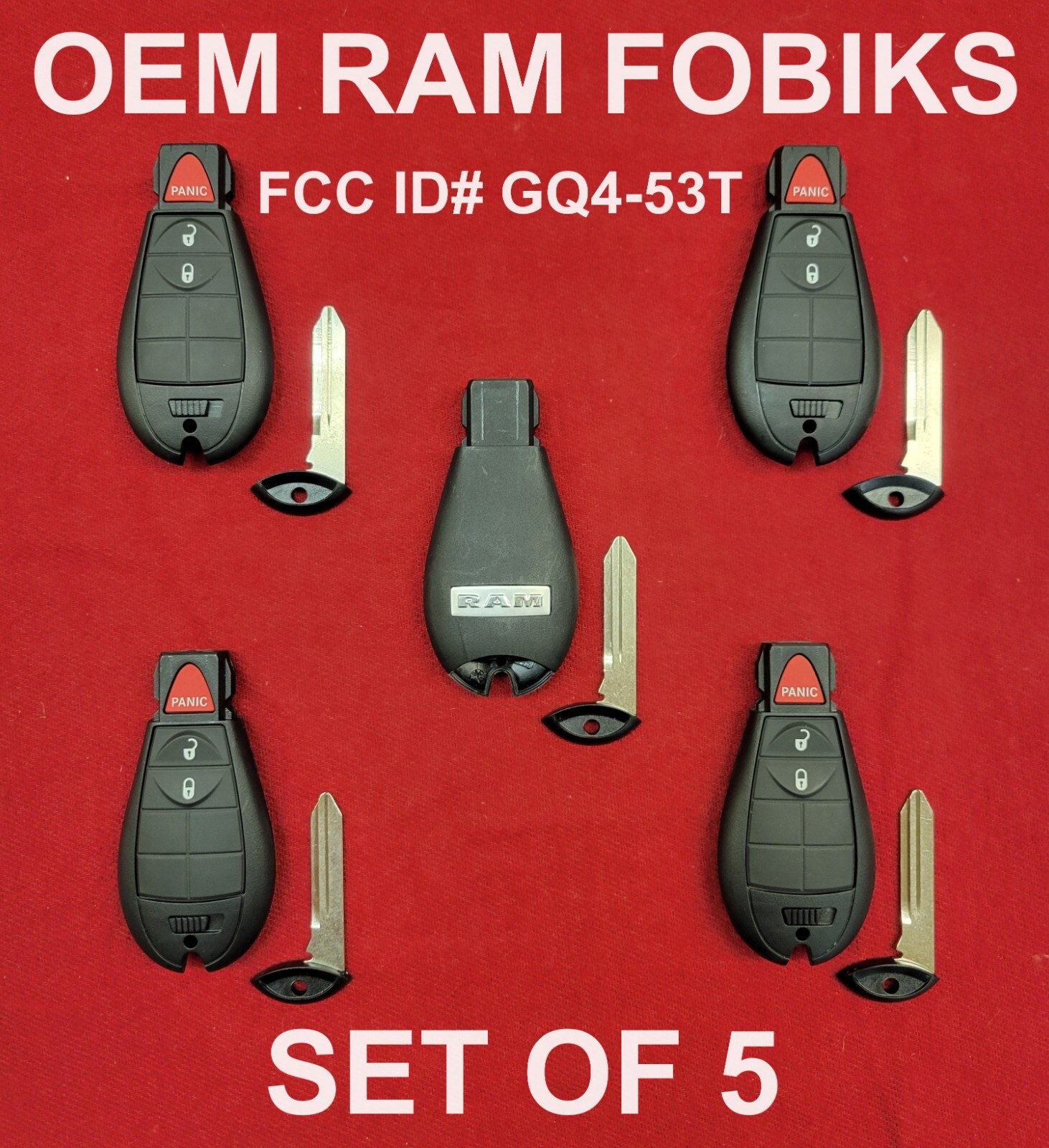 OEM Set of 5 UNLOCKED 2013 - 2020 Dodge RAM Remote Key FOBIK GQ4-53T ...