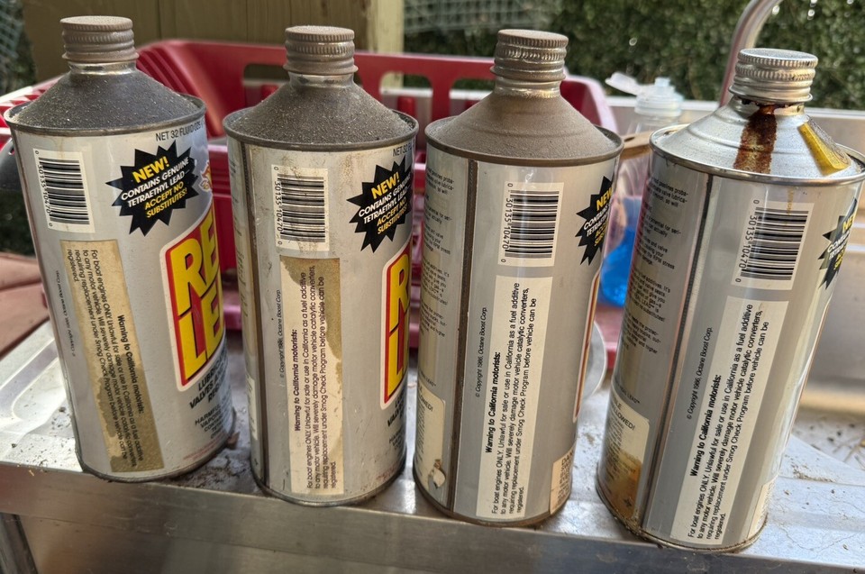 4 Lot REAL LEAD + 104 Octane Boost Fuel Concentrate VTG Cans | eBay