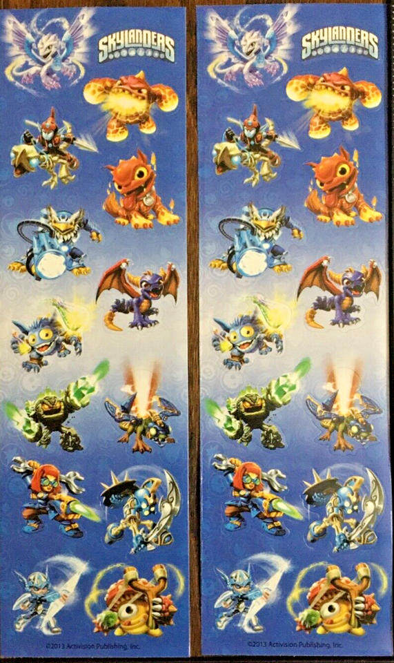 SKYLANDERS BY ACTIVISION, TWO SHEETS BEAUTIFUL STICKERS #SKYLANDERS-2 ...
