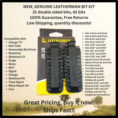 Leatherman Bit Kit 42 Driver Bits - Wave Charge Skeletool, Flat Torx ...