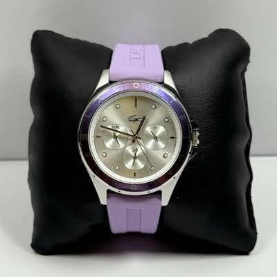 New-Lacoste Swing 2001300 Lilac Silicone Strap Multifunction Dial Women ...