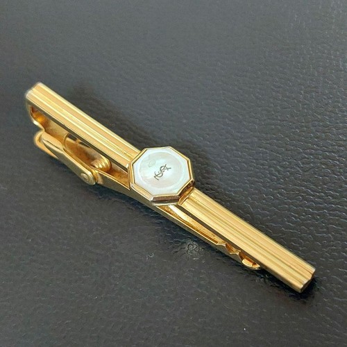 Yves Saint Laurent Ysl Tie Clasp Clip Tack Gold Color Shell Father’S ...