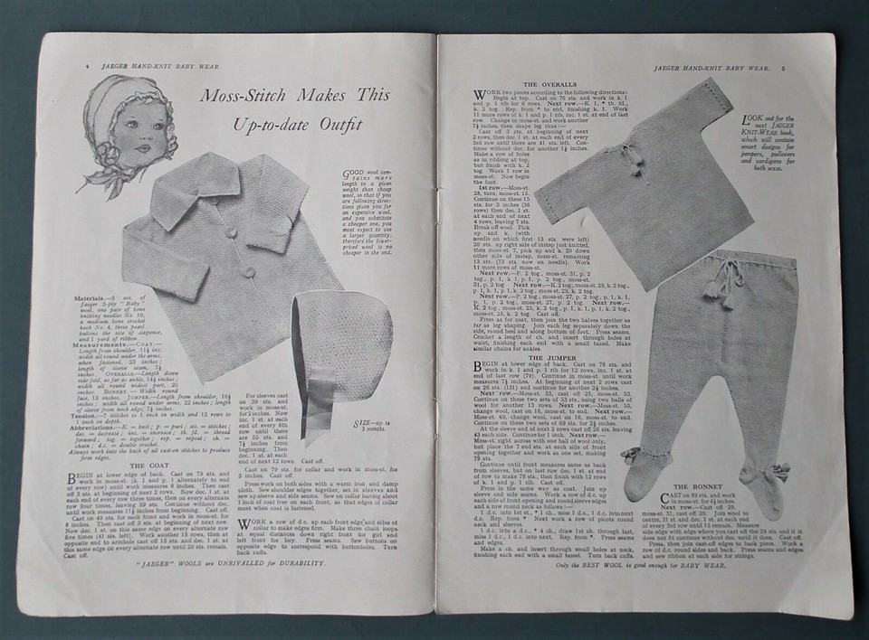Jaeger Hand-Knit Baby Wear Mabel Lucie Attwell vintage knitting pattern ...