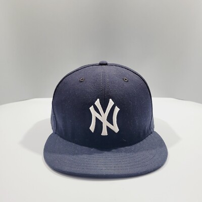 New York Yankees Hat Fitted Mens 8 Blue White Plain Logo MLB Baseball ...