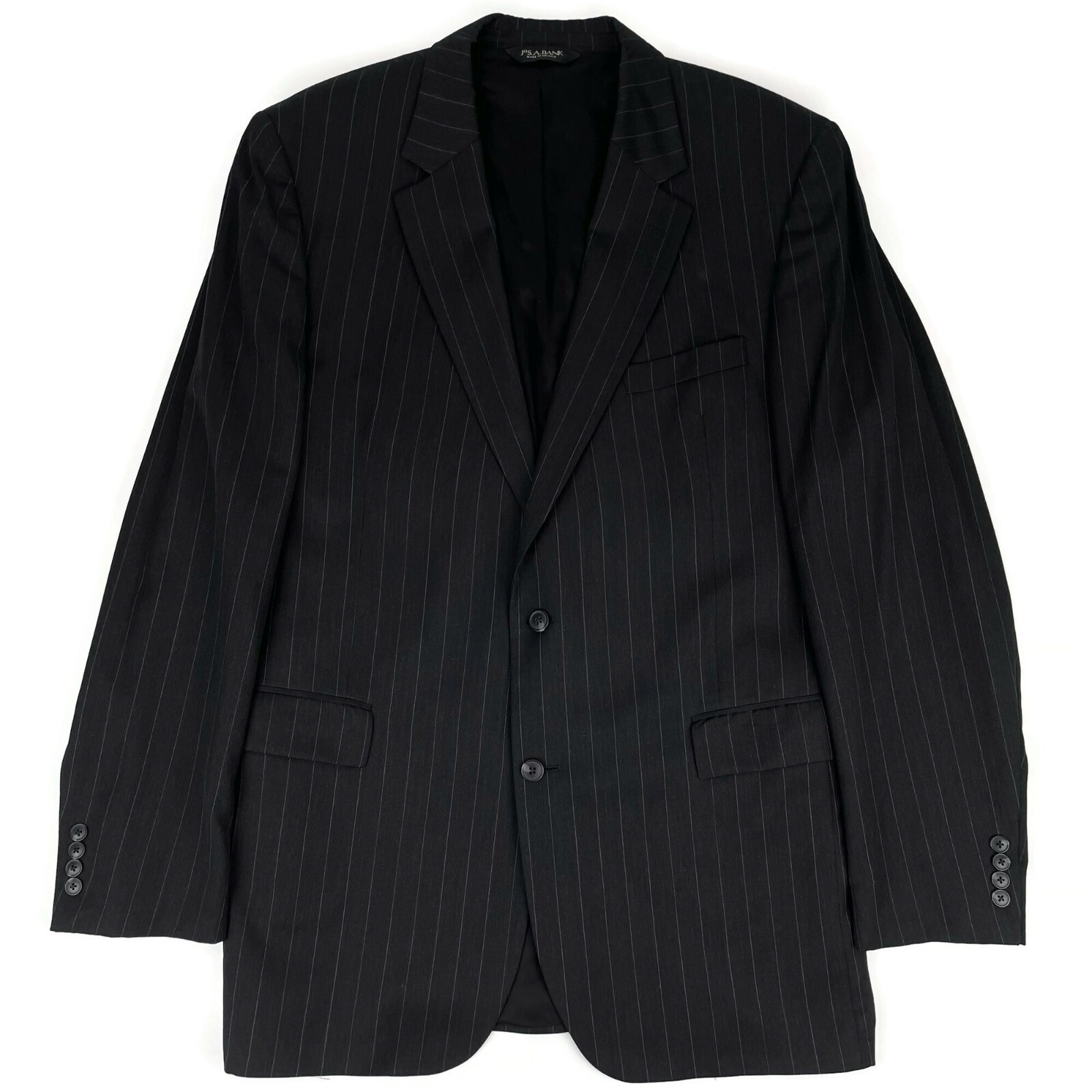JOS A BANK Suit Jacket 46XL Mens 2 Btn Traveler Black Striped Wool ...