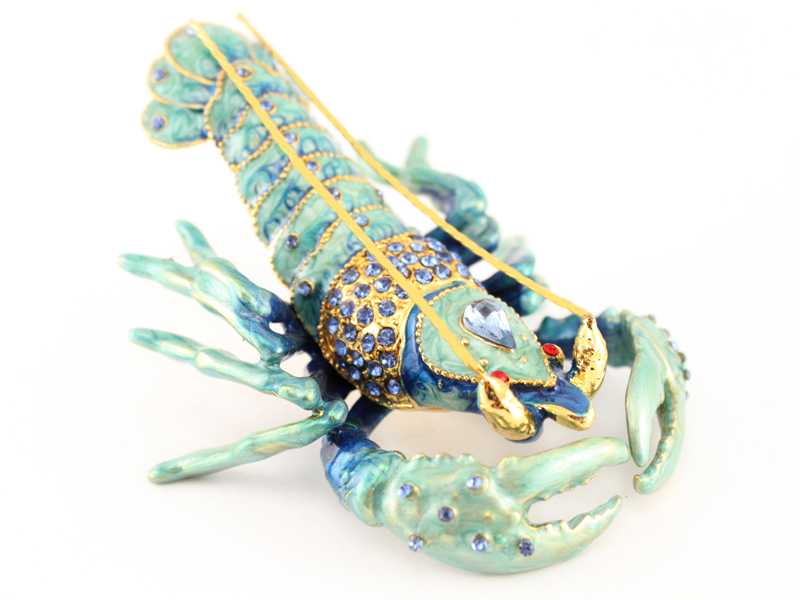 Blue Lobster Jewelry Trinket Box Decorative Collectible Sea Ocean Gift ...