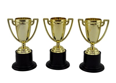 3x Novelty Winners Trophies Plastic Gold Winner Cup Party Game Favors ...