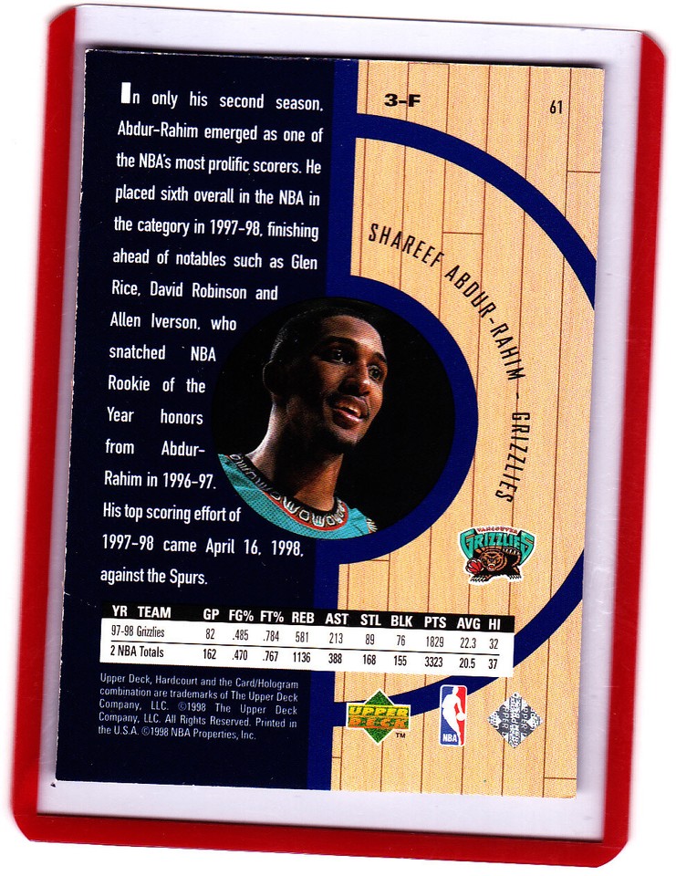 1998-99 Upper Deck Hardcourt Home Court Advantage Shareef Abdur-Rahim ...