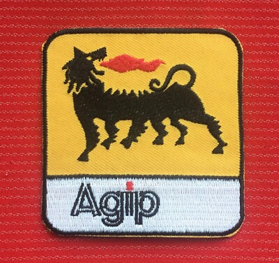 AGIP RACING OILS LOGO OIL F1 GAS GASOLINE MOTOR CAR BADGE IRON SEW ON ...
