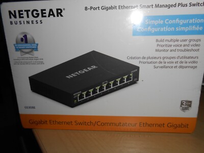 NETGEAR GS308E 8-Port Gigabit Ethernet Smart Managed Plus Switch GS308E ...