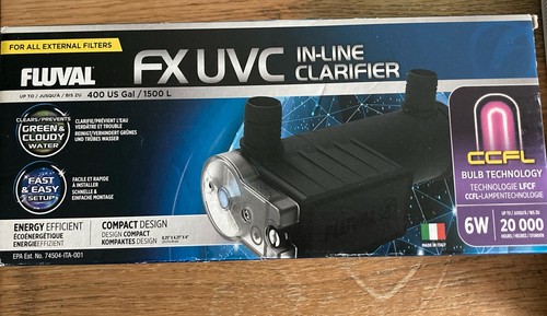 Fluval FX UVC 6-WATT In-Line Clarifier Compact Design- Up To 400 US GAL ...