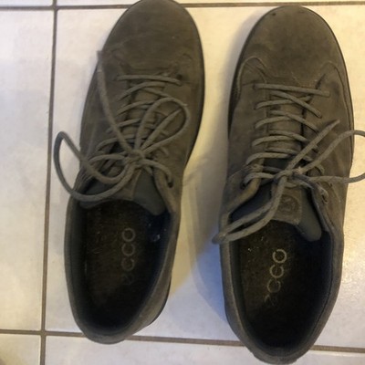 $200 ECCO SNEAKER SHOES Denmark Soft Gray Suede Leather Lace Up Padded ...