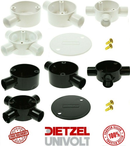 Univolt 20mm Circular Conduit Junction,Through Boxes with Lid, Screws ...