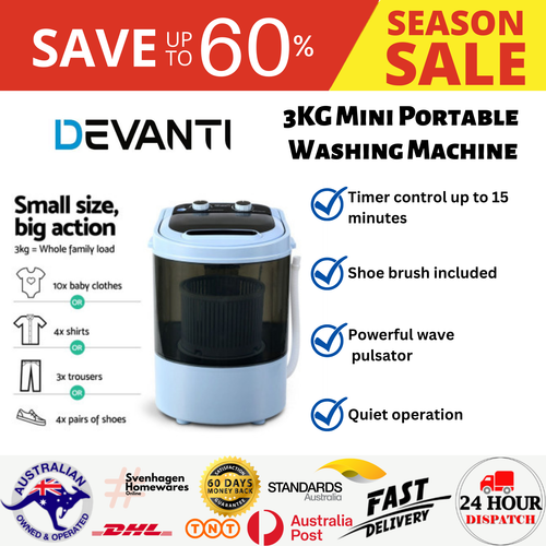 3KG Mini Portable Washing Machine Shoes Brush Wash Top Load Spin Camp ...