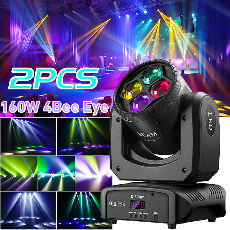 2X 160W Moving Head Stage Lighting RGBW DJ Party Light LED DMX Beam ...