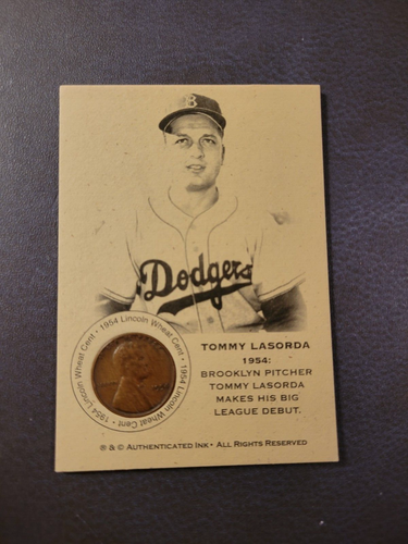 Tommy Lasorda Authenticated Ink 1954 Lincoln Wheat Penny Making Debut ...