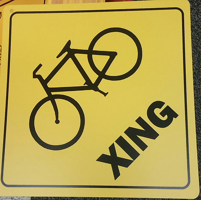 XING Crossing caution plastic sign bicycle cycling 10 speed bike 2 ...
