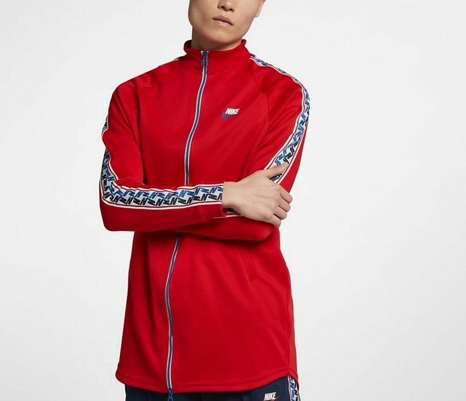 Nike Sportswear Taped Poly Track Jacket/ Mens Large/ Red Full Zip ...
