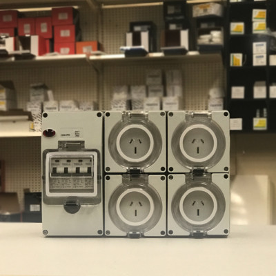 4X 15 AMP Single Phase 3 Pin Socket Outlet IP66 Weatherproof RCBO 4.5ka ...