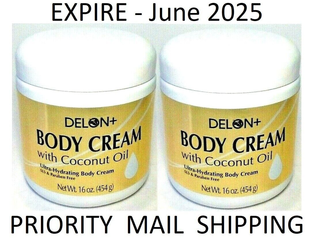 (2 Pack ) DELON+ Body Cream with Coconut Oil - 16 oz PRIORITY MAIL | eBay