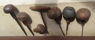 Lot 7 Antique Wood Han Carving Chisel Knife Awl Palm Leather Tool T ...