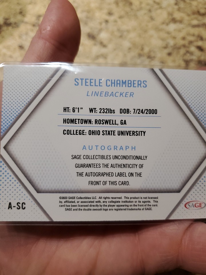 💥💥2023 Sage Steele Chambers ROOKIE -Silver Foil Auto Ohio State ...