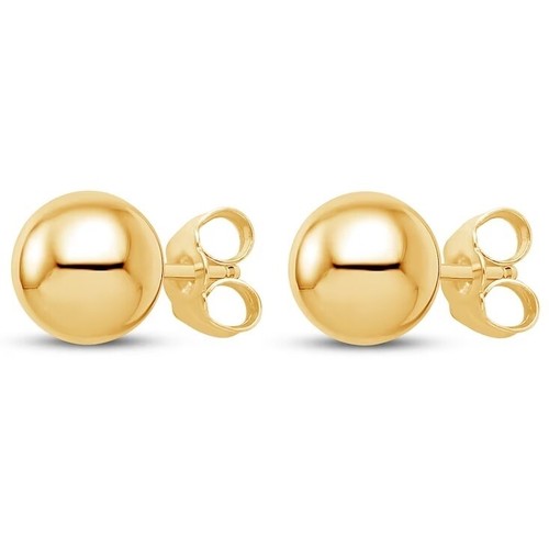 Real 1/20 14K Yellow Gold Round Ball Stud Earrings 2 for Men Women ...