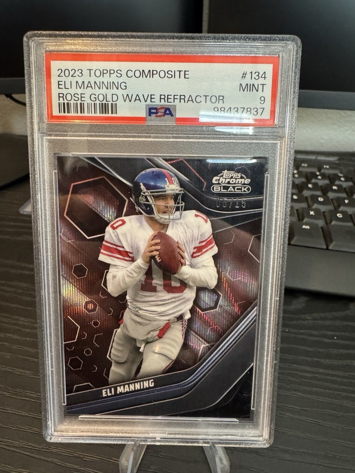 Eli Manning 2023 Topps Composite Chrome Black Rose Gold Wave Refractor ...