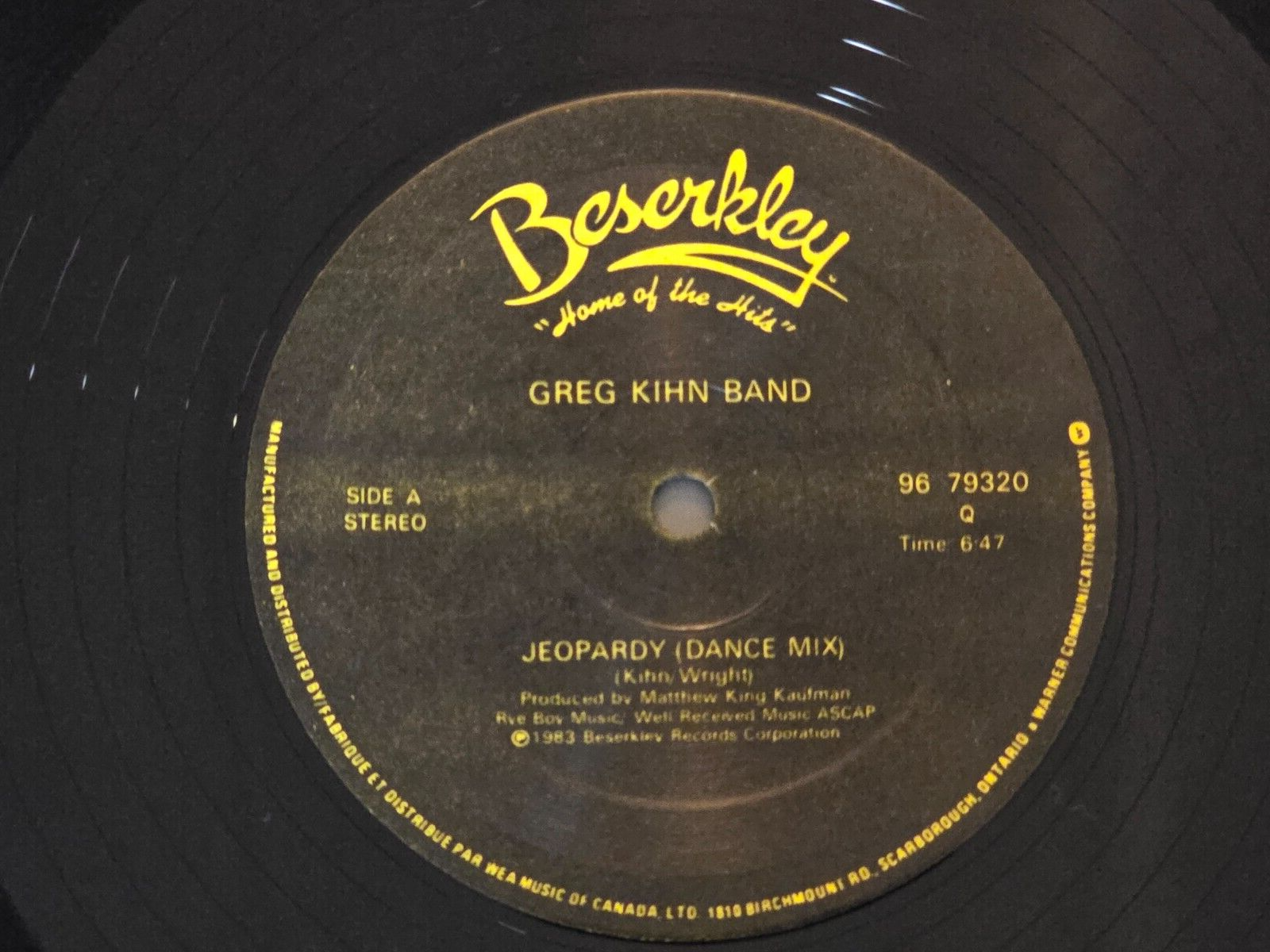 Greg Kihn Band ‎– Jeopardy 12" Vinyl ~ EX Dance mix Vocal & INST ...