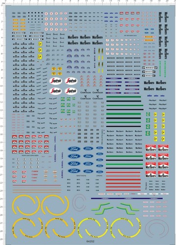 Detail 1/20 Scale Formula 1 F1 Markings Logos Racing Car Model Water ...