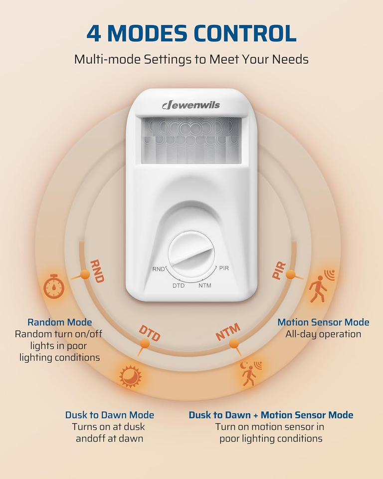Wireless Motion Sensor Outlet, Indoor Motion Sensor Plug with Dusk to ...