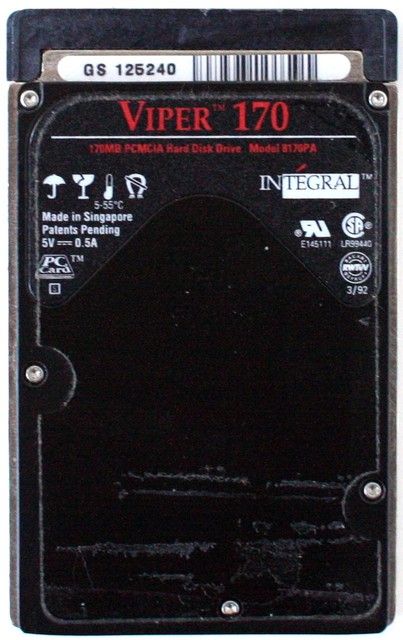 Integral Model 8170PA Viper 170 170mb PCMCIA Hard Disk Drive for sale ...